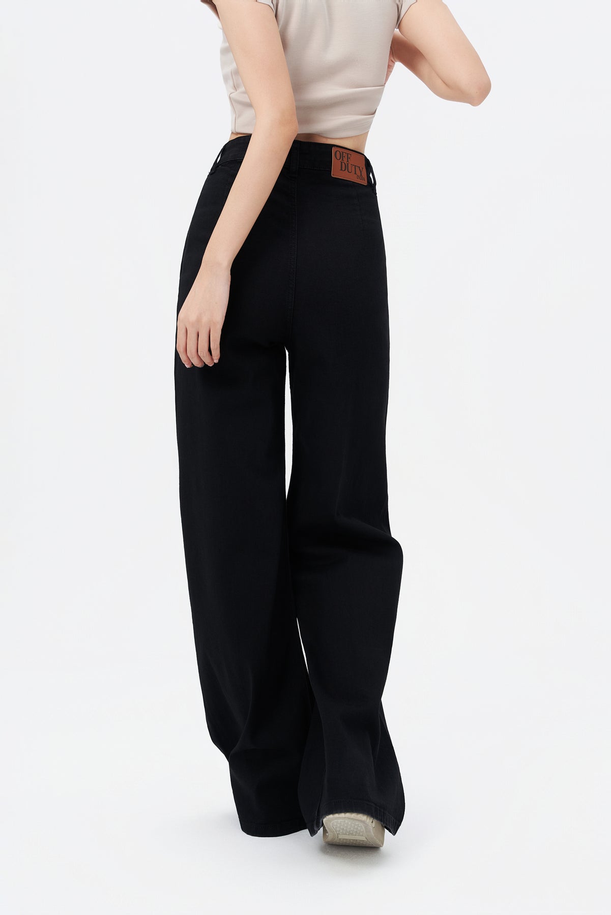 Black Plazo Fall Wide Leg High Rise Jeans – Offduty India