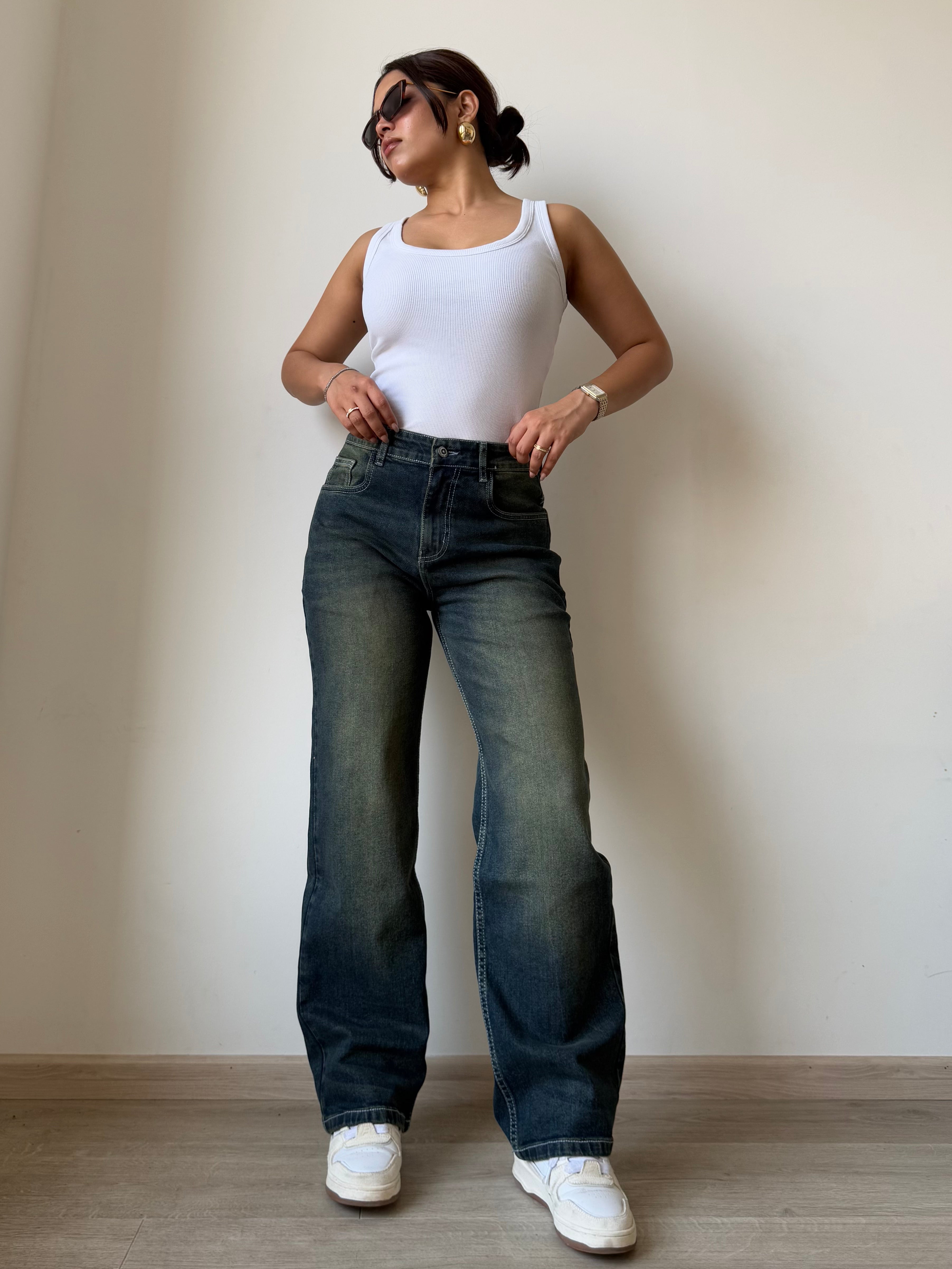 Baddie Vintage Dirty Wash Dad Fit Jeans – Offduty India